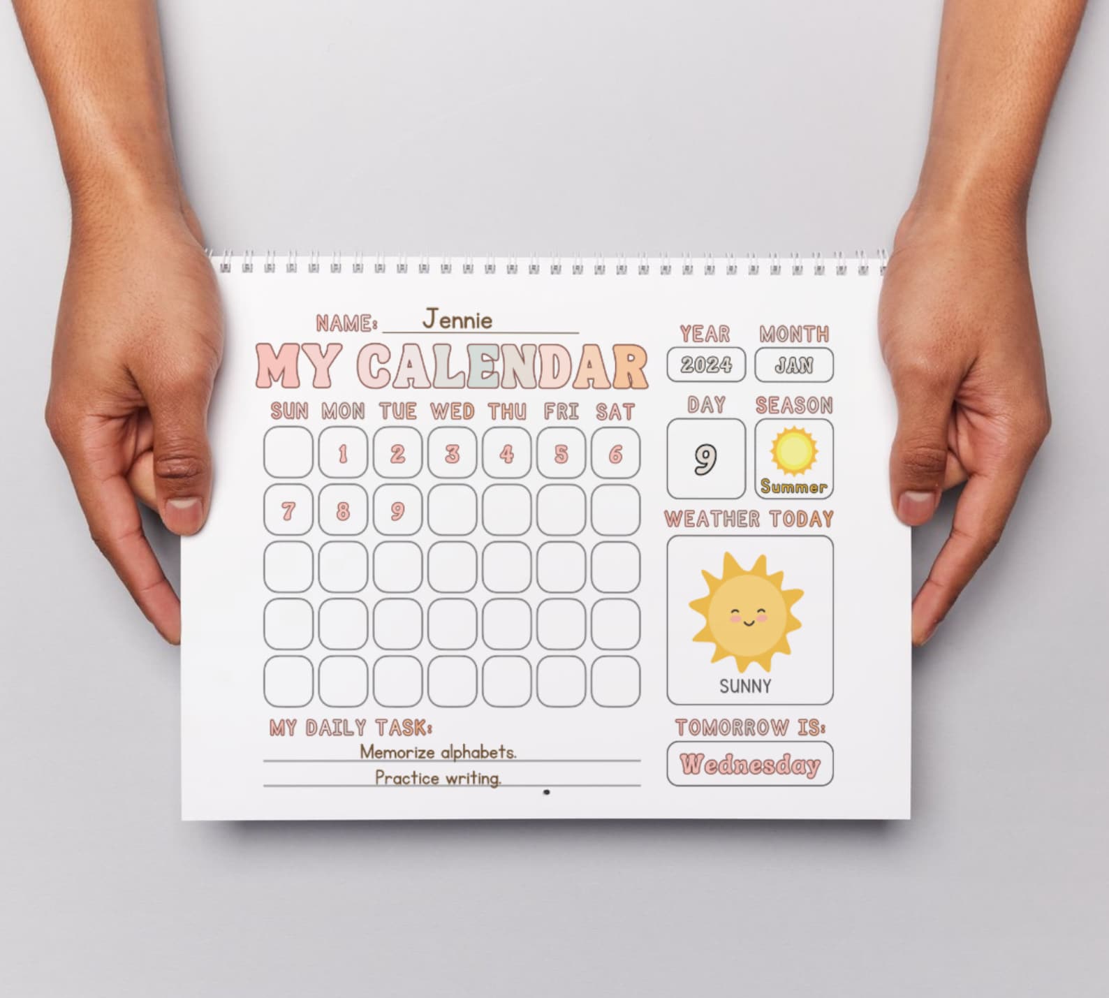 Daily Calendar Printable, My Calendar for Kids, Kids Planner Printable ...