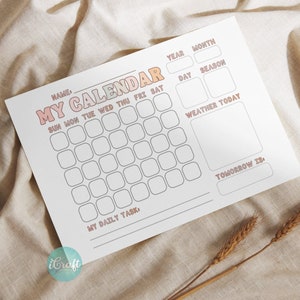 Daily Calendar Printable, My Calendar for Kids, Kids Planner Printable ...