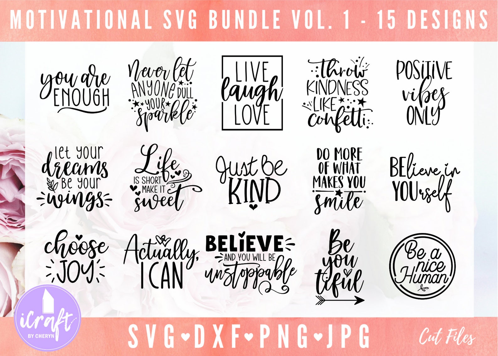 Motivational Quote Bundle SVG, Inspirational Bundle SVG, Positive ...