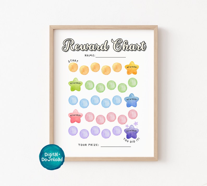 Printable Reward Chart, Kids Routine Chart, Bedtime Chart, Rainbow ...