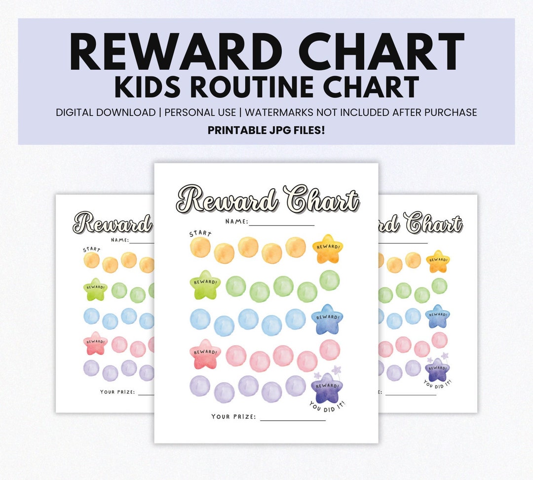 Printable Reward Chart, Kids Routine Chart, Bedtime Chart, Rainbow ...