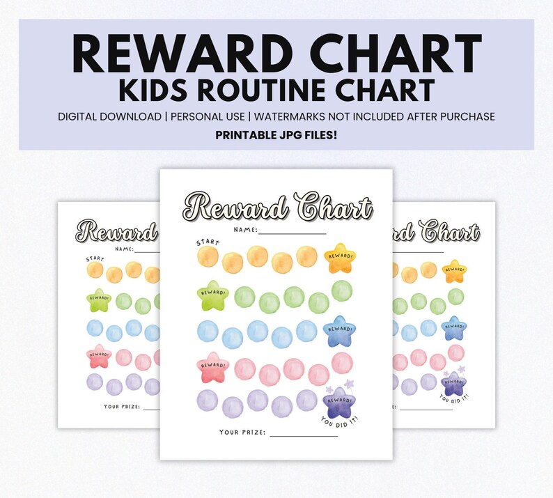 Printable Reward Chart, Kids Routine Chart, Bedtime Chart, Rainbow ...