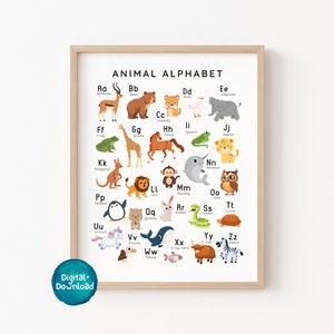 Animal Alphabet Printable, Animal Alphabet Chart, Animals Poster ...