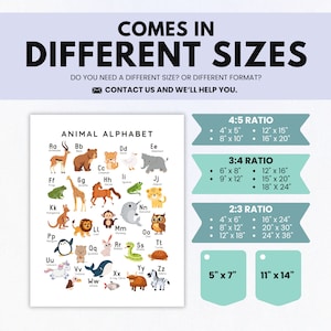 Animal Alphabet Printable, Animal Alphabet Chart, Animals Poster ...