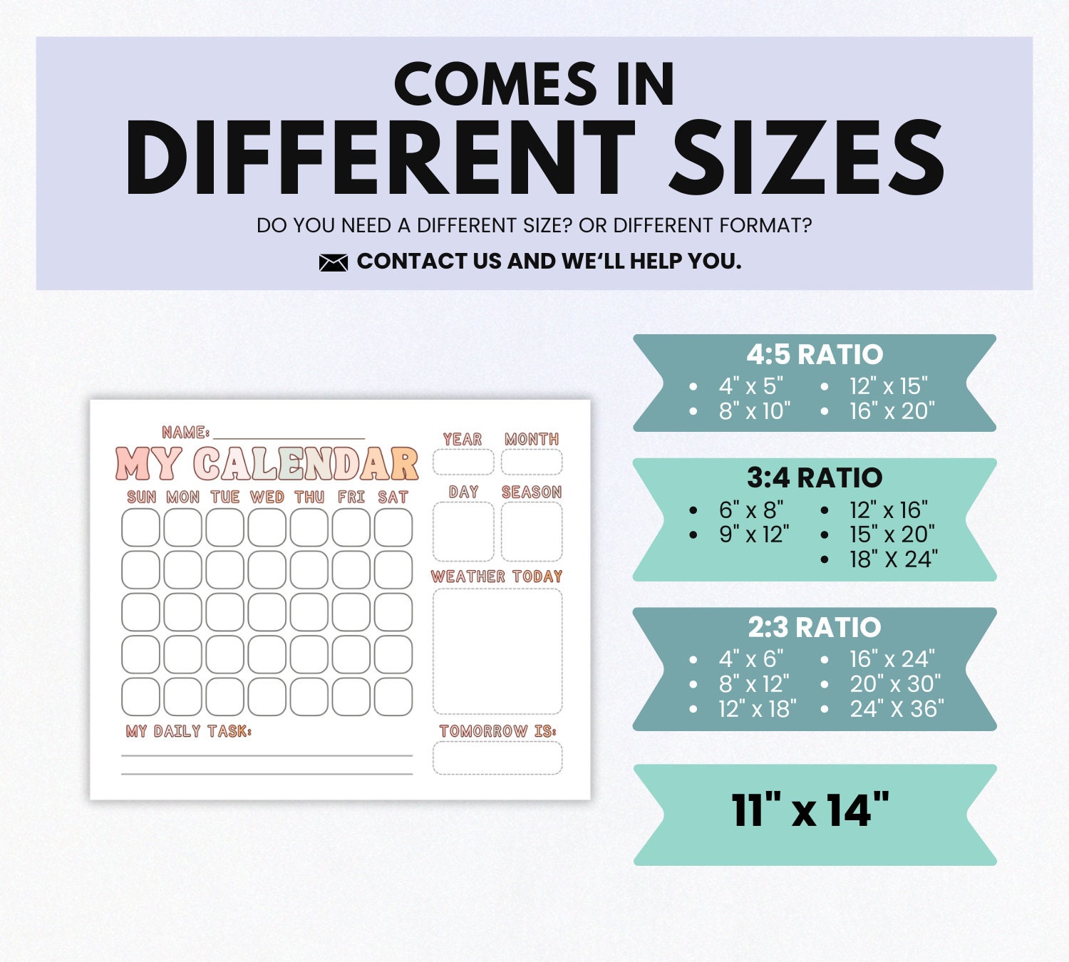 Daily Calendar Printable, My Calendar for Kids, Kids Planner Printable ...