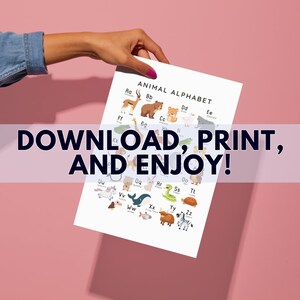 Animal Alphabet Printable, Animal Alphabet Chart, Animals Poster ...