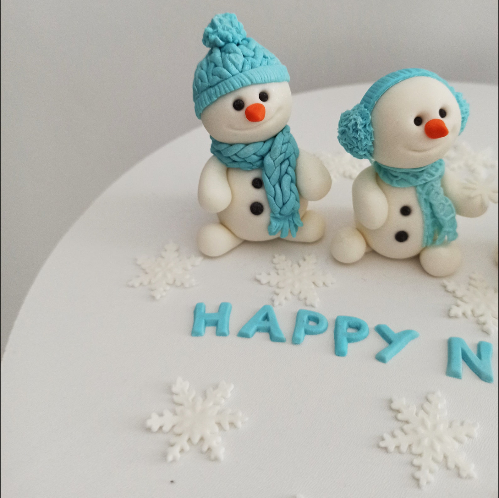 Snowflakes Snowman Topper Winter Topper Fondant Snowman Cake Topper ...