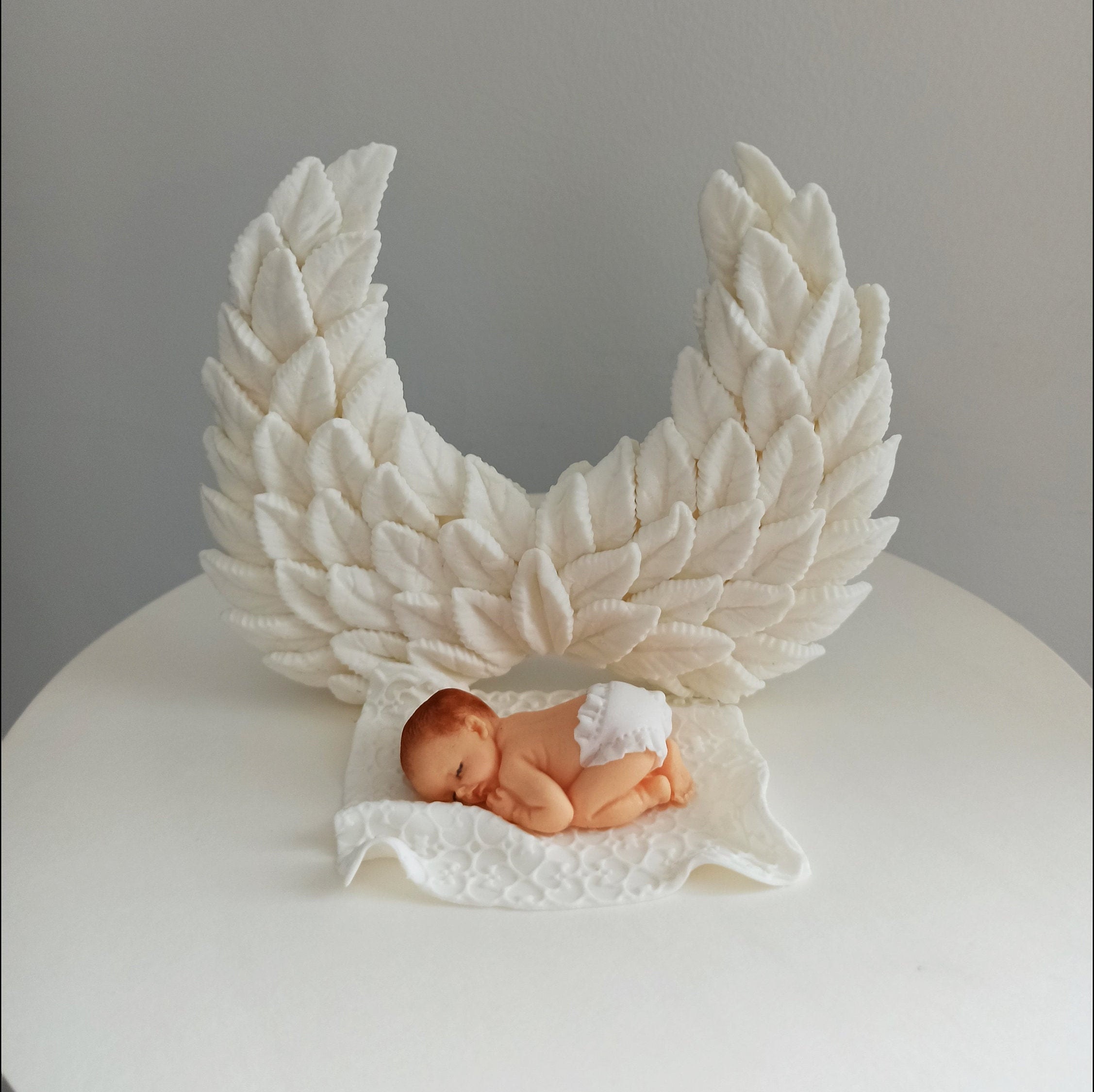 White Angel Wings Cross Baby on Wings Little Angel Cake Topper Baby ...