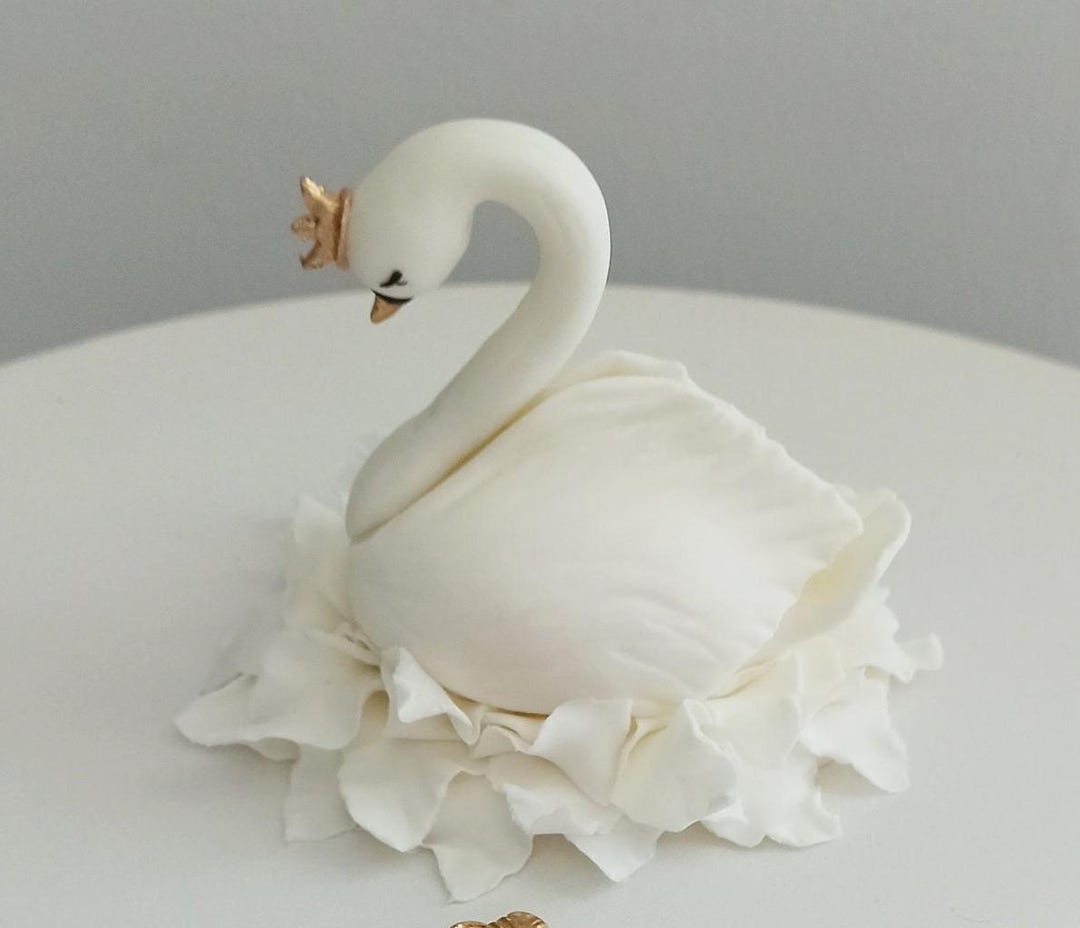 Swan Princess Cake Topper Fondant Swan Bird Cake Decoration Swan With ...