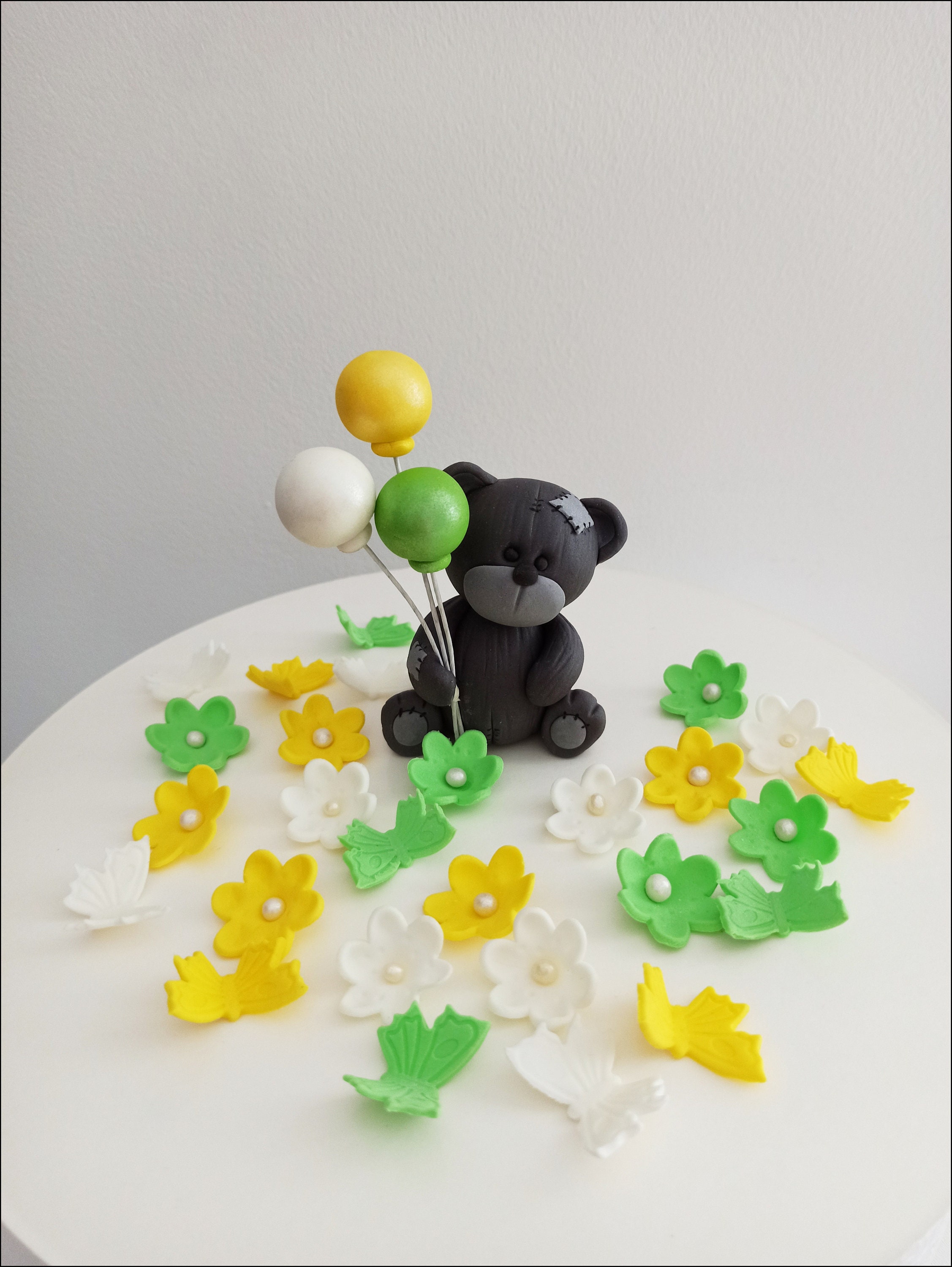 Teddy Bear cake topper Bear with balloons Personalized name | Etsy