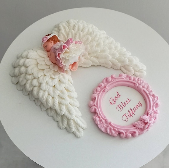 Gallery Of Angel Wing Cakes For Baby Showers Angel Baby Cake Topper