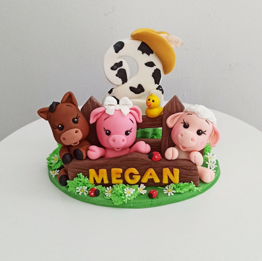 A Barn With Animals Topper Fondant Farm Animals Farm Set Fondant Farm ...
