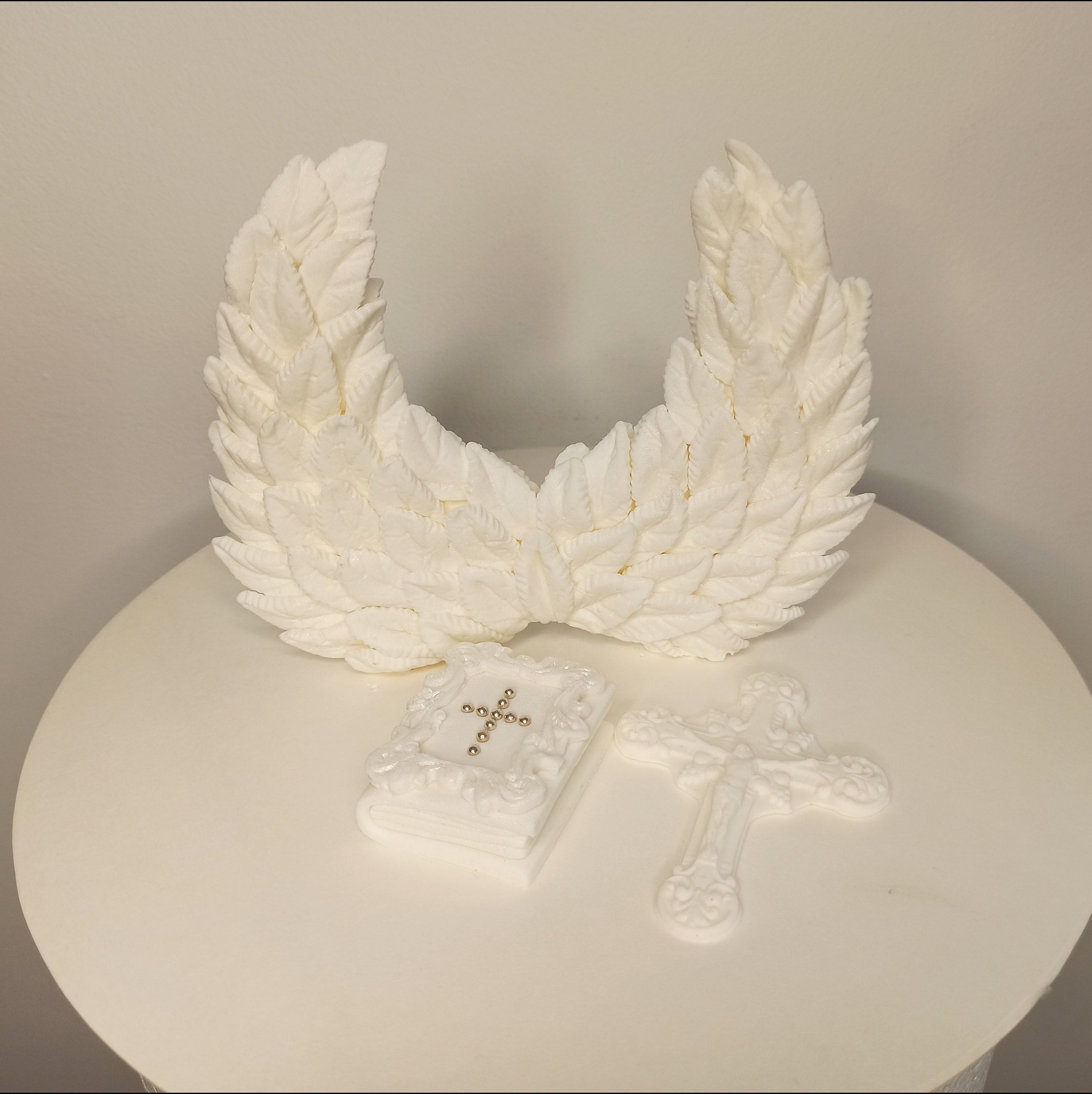 White Angel Wings Cross Baby on Wings Little Angel Cake Topper | Etsy