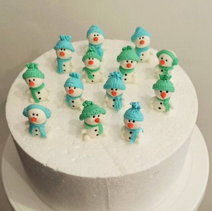 Snowflakes Snowman Topper Winter Topper Fondant Snowman Cake - Etsy