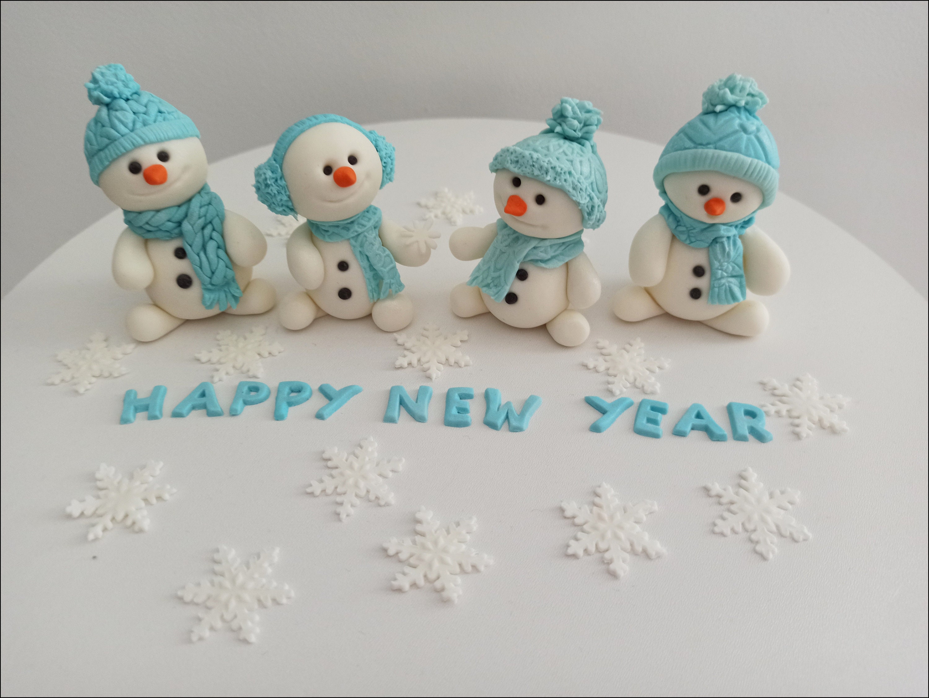 Snowflakes Snowman Topper Winter Topper Fondant Snowman Cake - Etsy