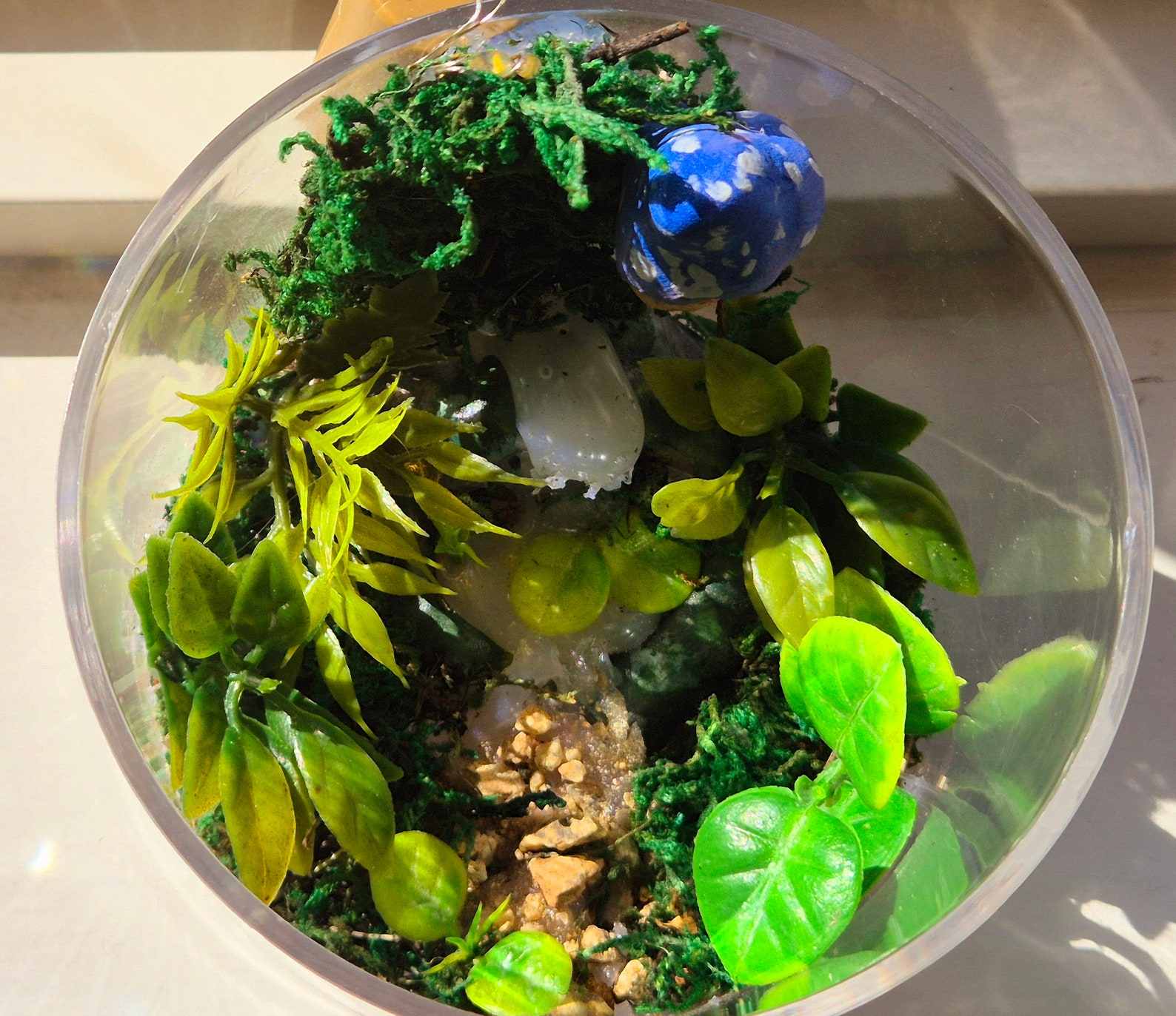 Cottagecore Fake Plant Moss and Mushroom Terrarium LED Lights Mini ...