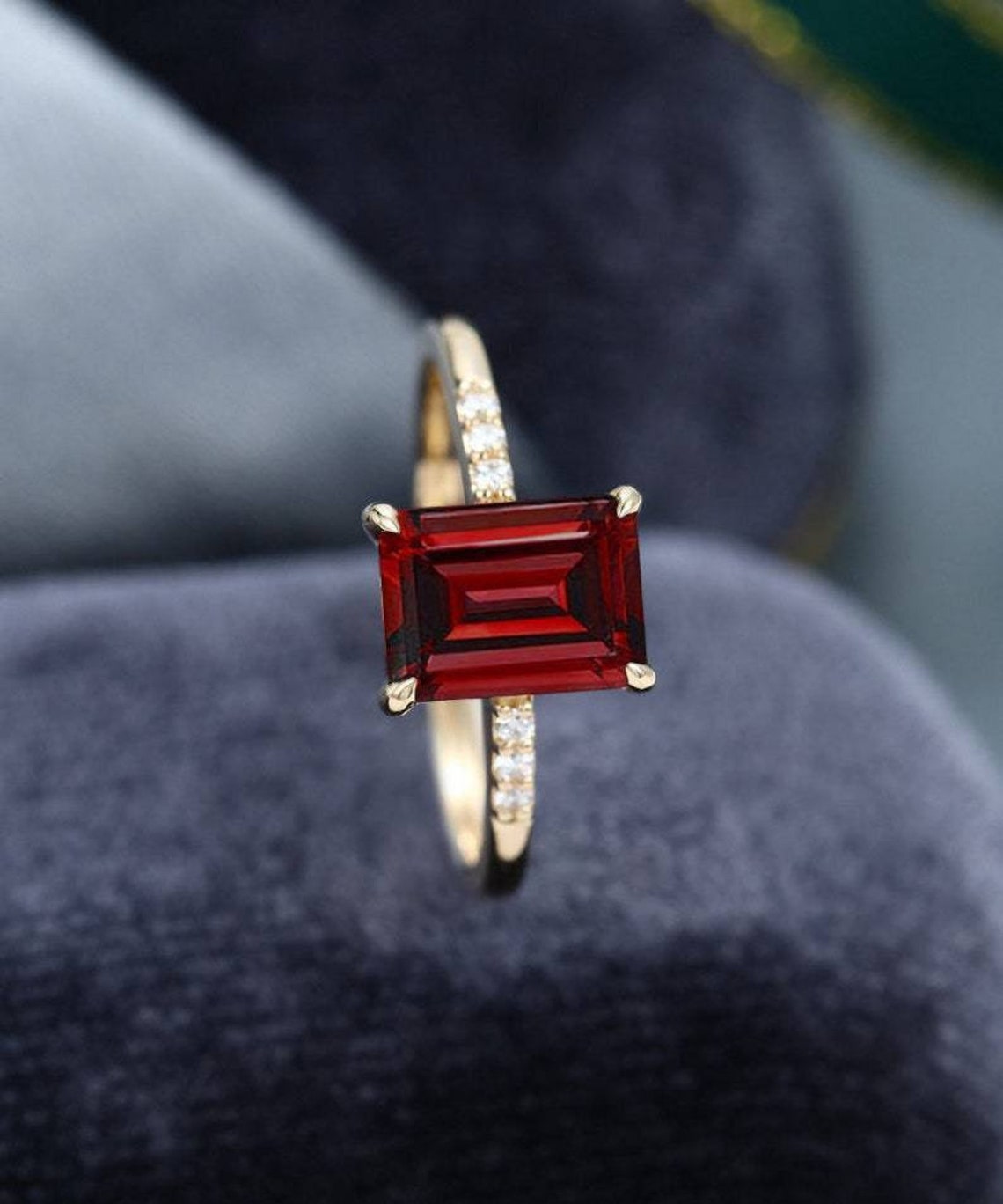 Red Garnet Ring 14K Solid Gold Ring Vintage Ring Engagement Ring ...