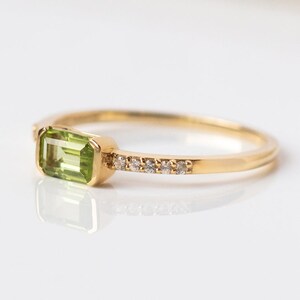 Peridot Baguette Ring-14k Yellow Gold Peridot Baguette Ring-art Deco ...