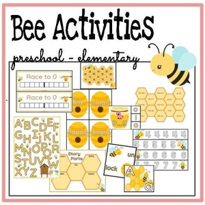 Bee Printables for Prek and Elementary, Bee Bundle, Phonics and Math ...