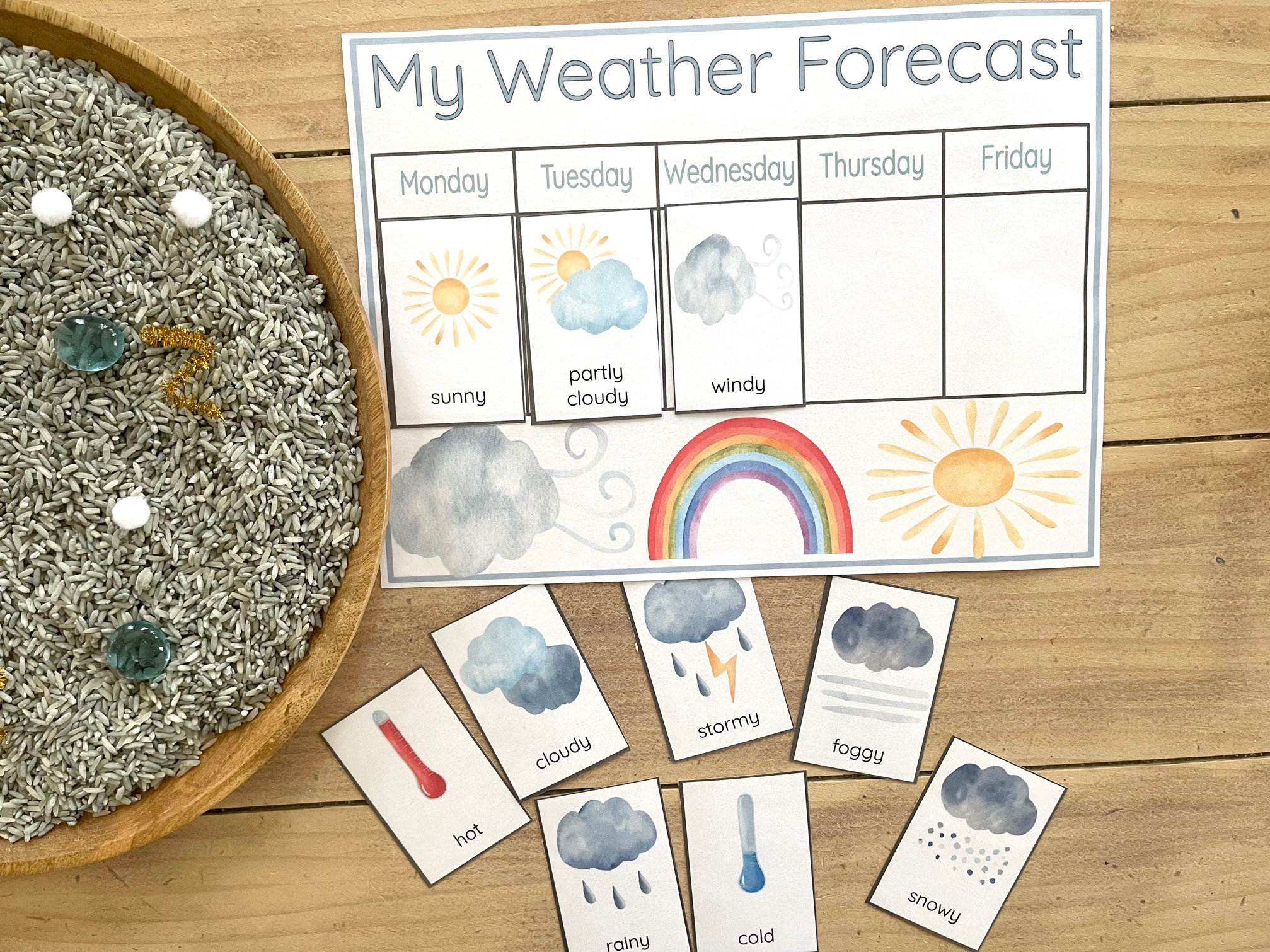 Weather Bundle, Spring Preschool Printables, Weather Montessori ...
