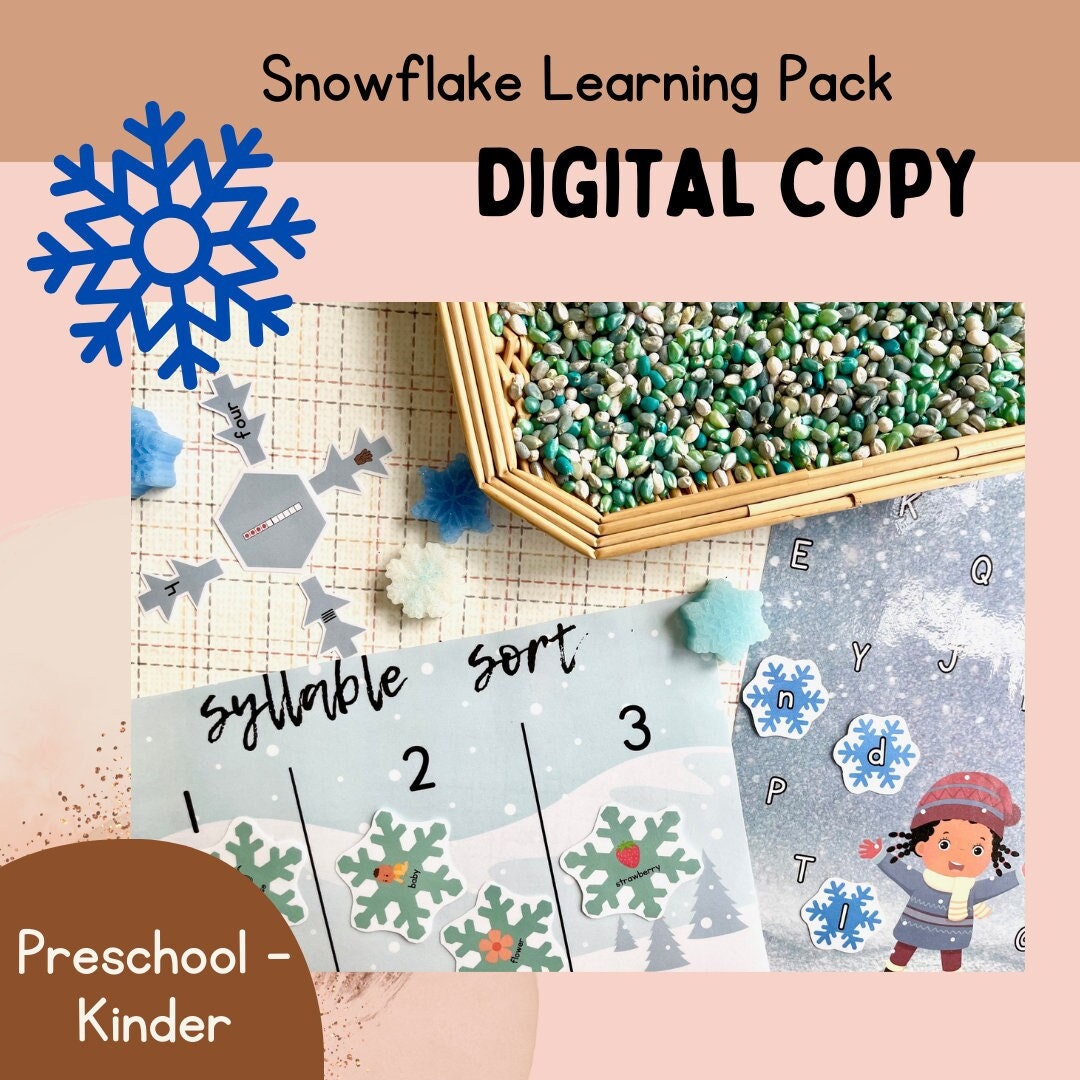 Snowflake Learning Pack, Winter Preschool Activities, Homeschool Unit ...