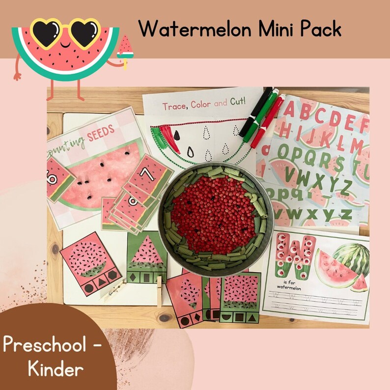 Watermelon Learning Pack, Summer Printables, Preschool Activities for ...