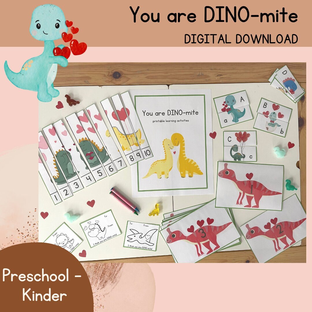 DIGITAL - You're Dino-mite - Valentine's Day, Preschool Printables ...
