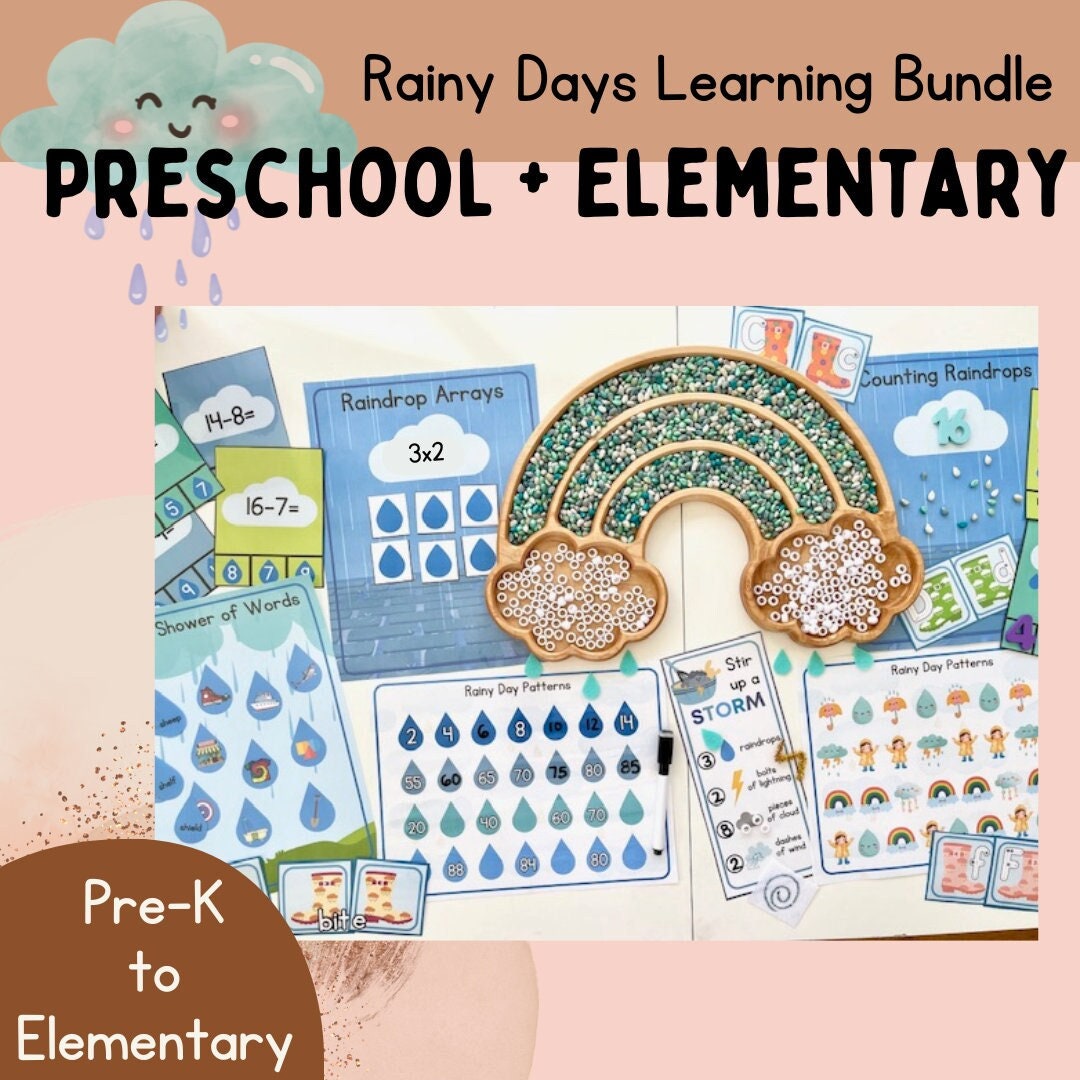 Rainy Days PRESCHOOL - EARLY ELEMENTARY Learning Pack, Spring Preschool ...