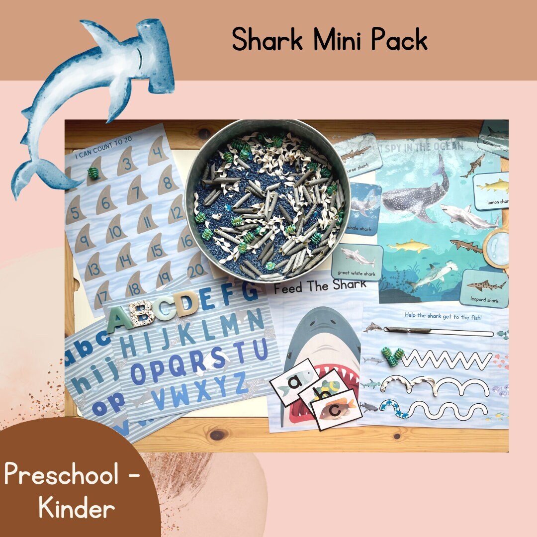 Shark Learning Pack, Summer Printables, Preschool Activities for Summer ...