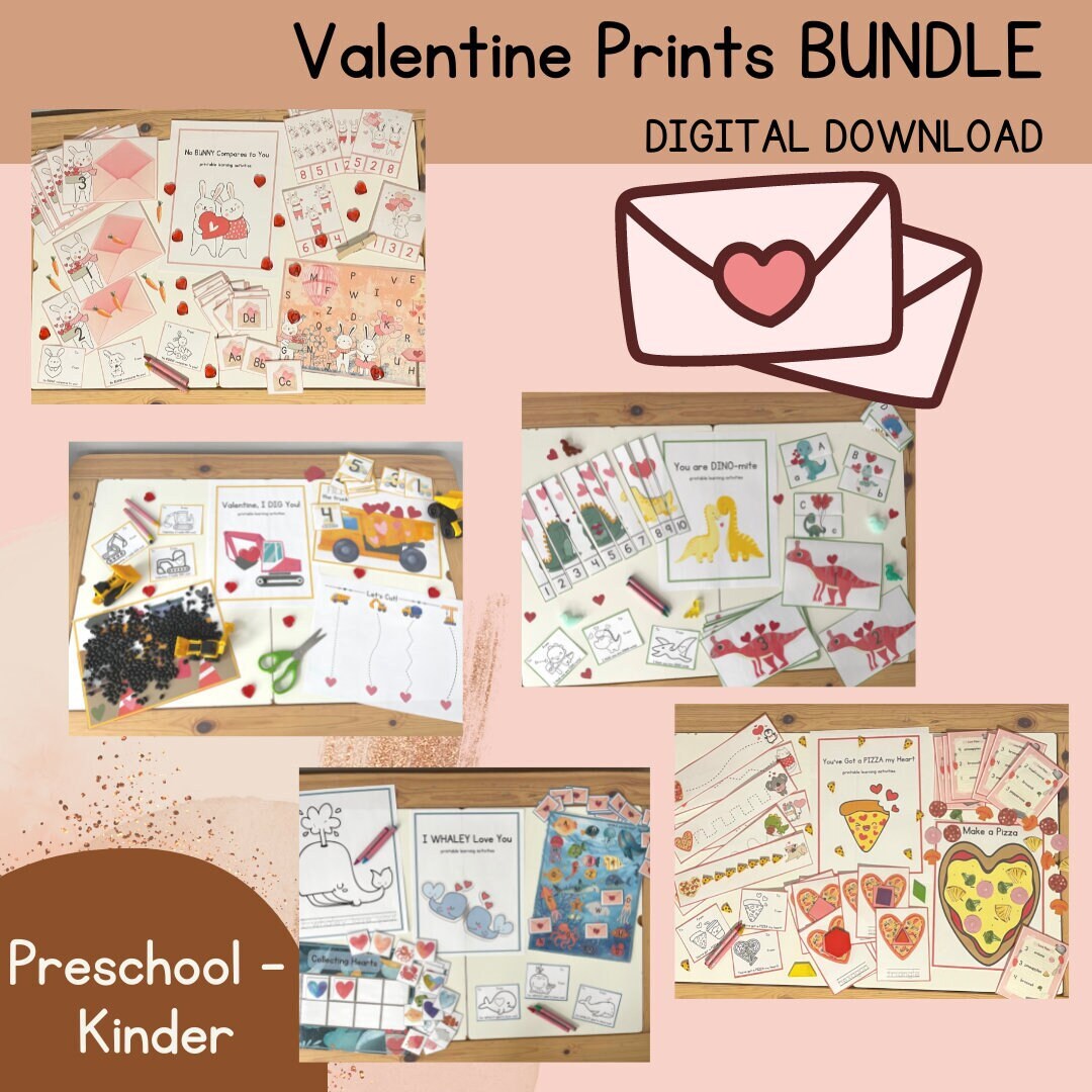 DIGITAL - Valentine Prints BUNDLE - Valentine's Day, Preschool ...