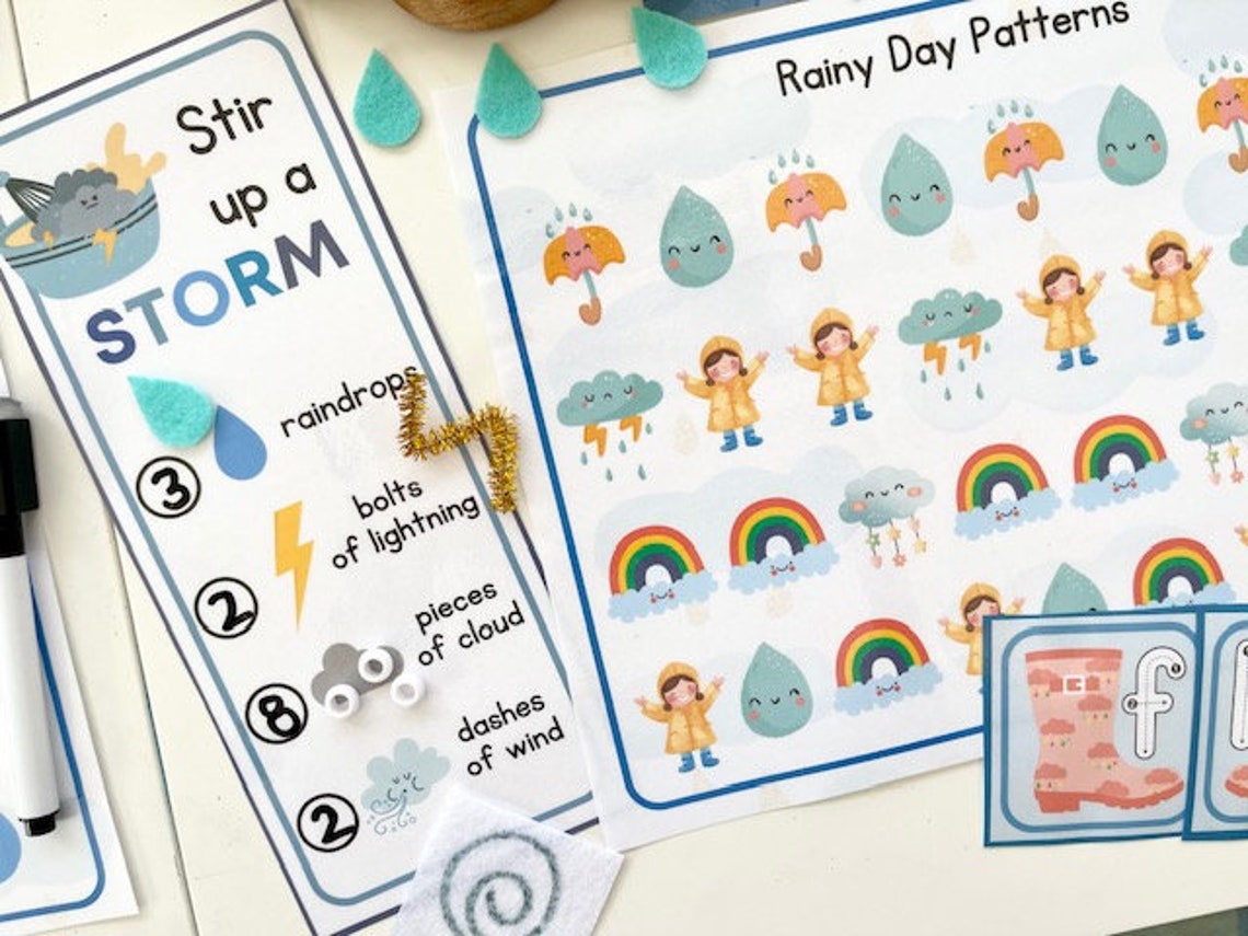 Rainy Days PRESCHOOL Learning Pack, Spring Preschool Activities ...
