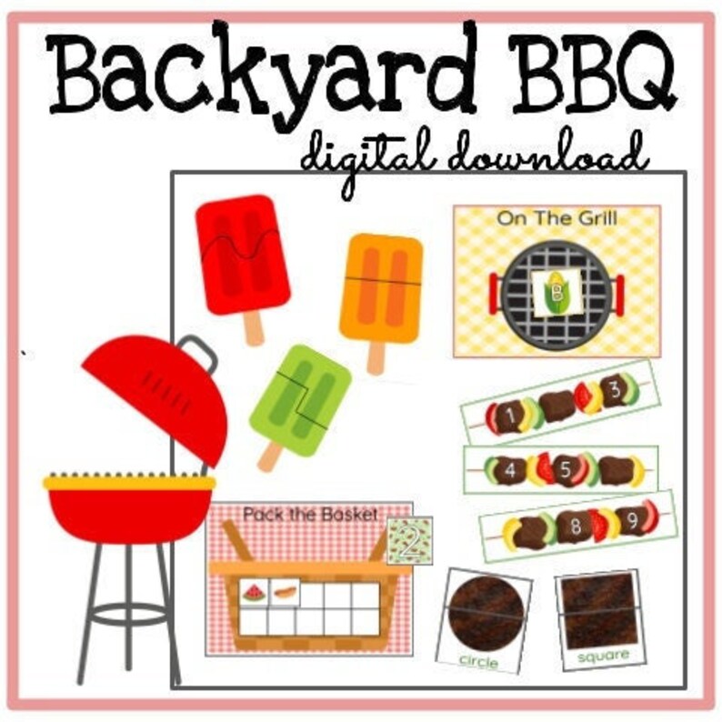 Barbecue Bundle, Summer Preschool Printables, Summer Montessori ...