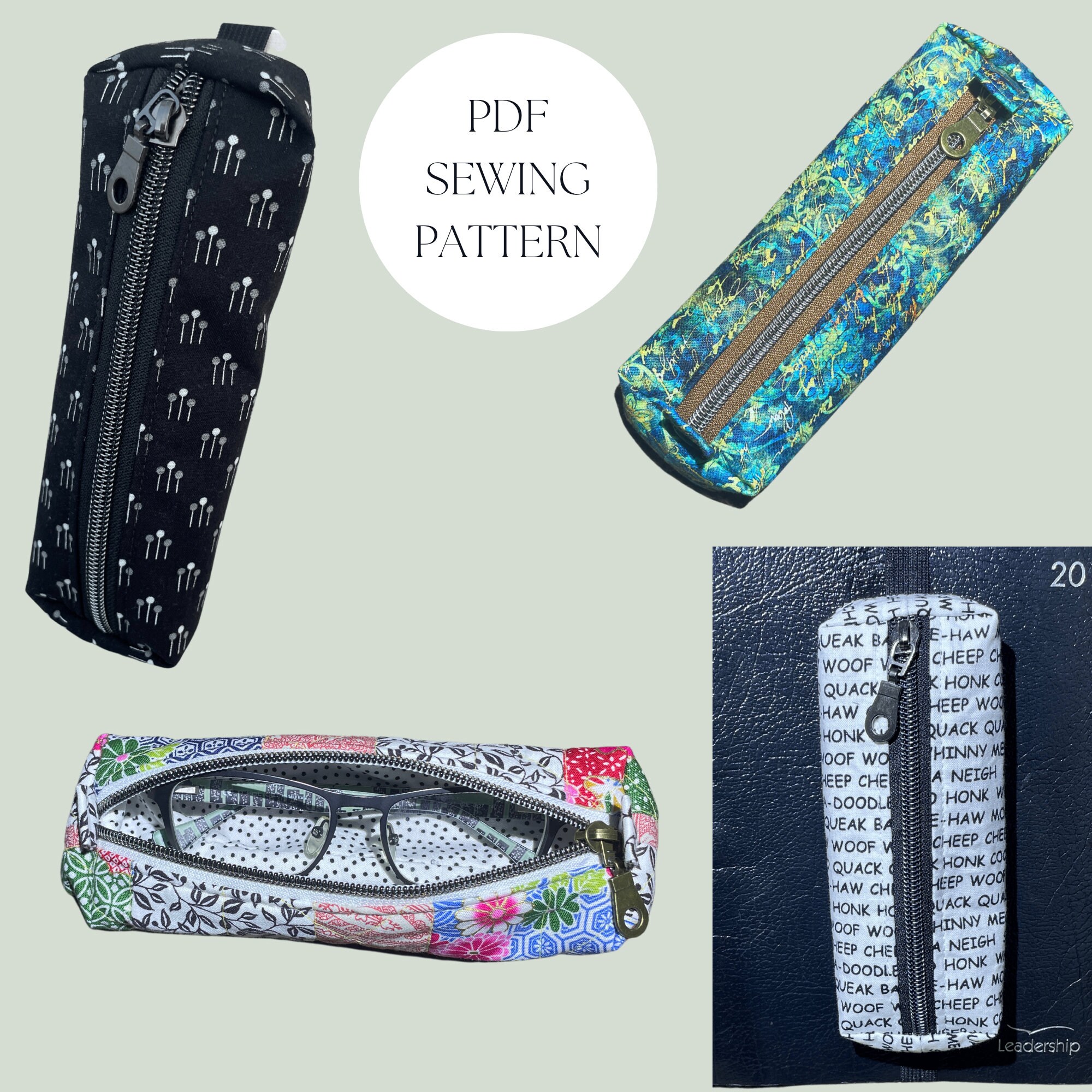 Mini Zip Case Sewing Pattern Glasses Case Pencil Case Small - Etsy
