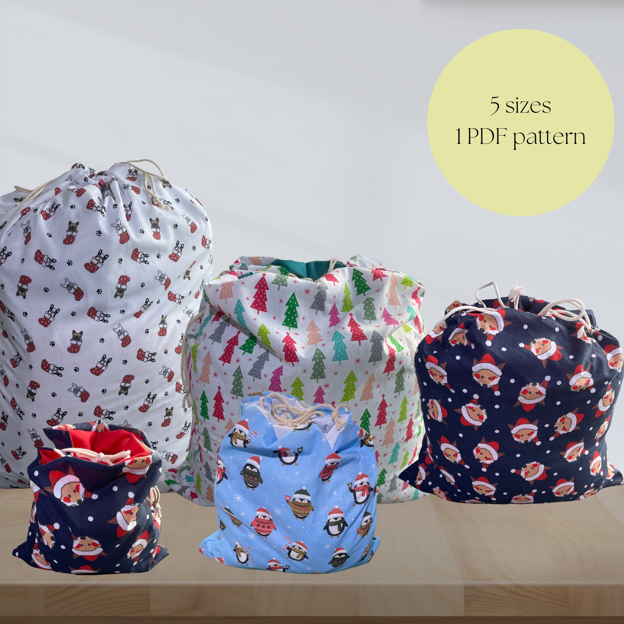 Christmas Drawstring Sacks 5 Sizes - Etsy