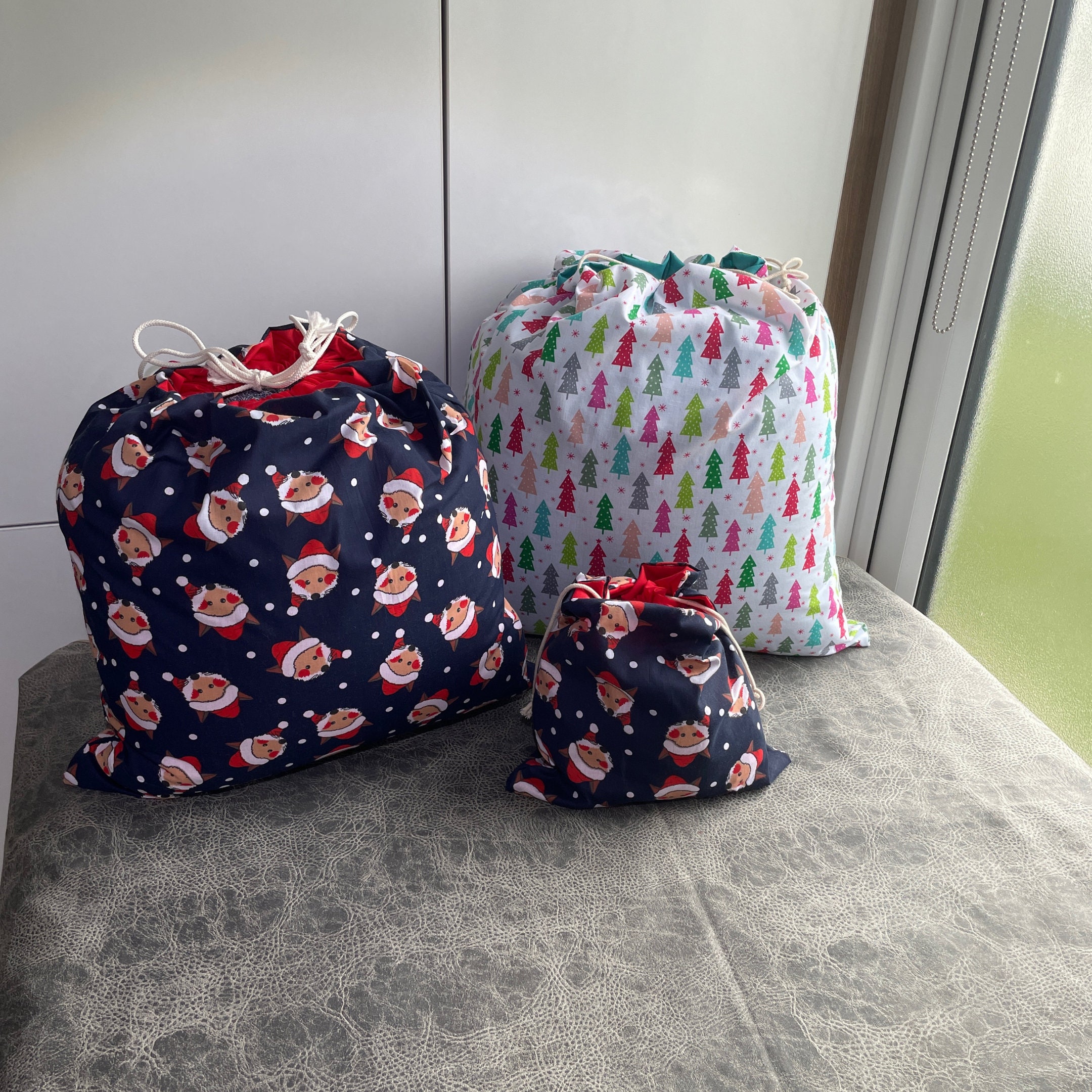 Christmas Drawstring Sacks 5 Sizes - Etsy