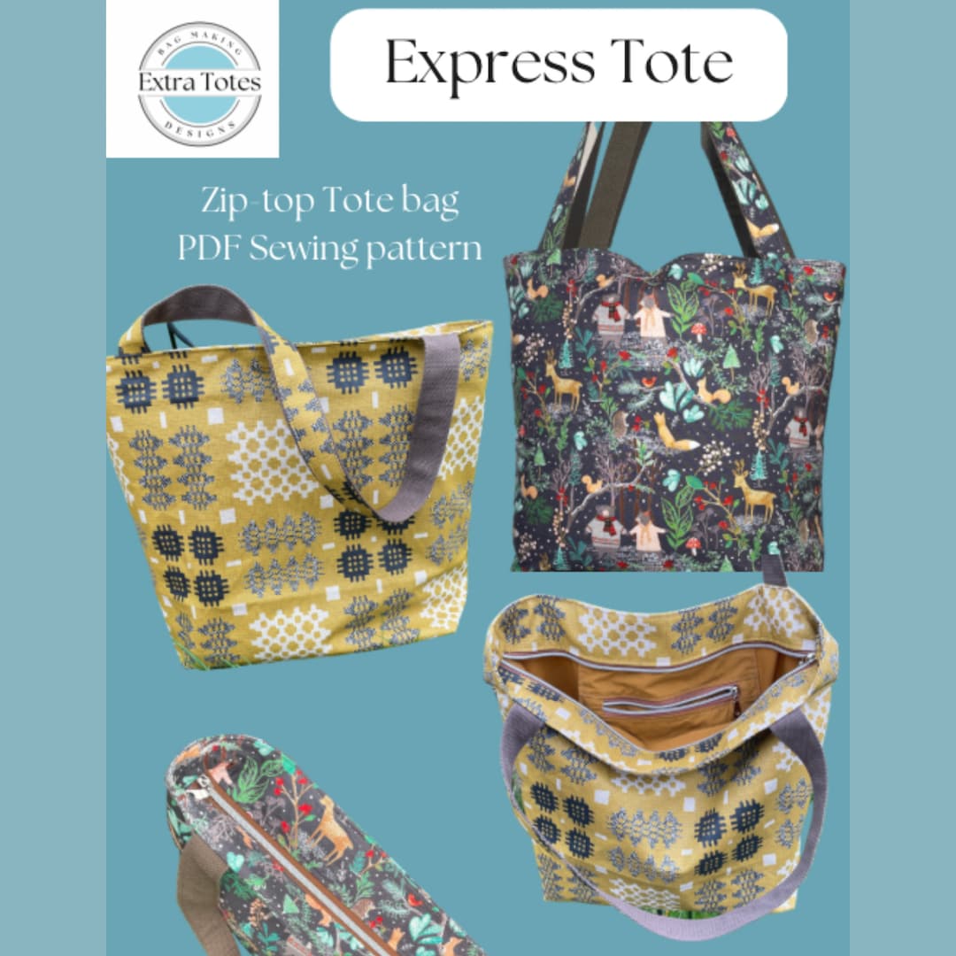 Zip Top Tote Bag PDF Sewing Pattern - Etsy UK