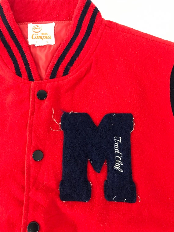Vintage Varsity Jacket Wool Quilted Inner Snap Button… - Gem