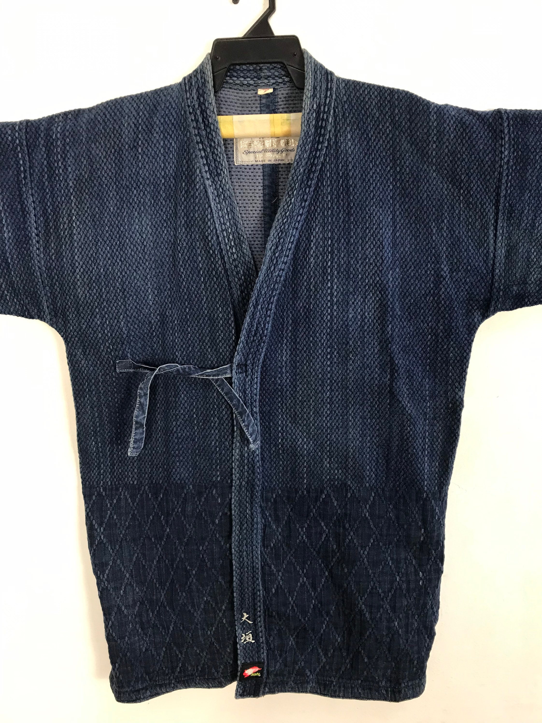 Vintage Sashiko Boron Kimono Japanese Traditional Noragi Haori Hanten ...