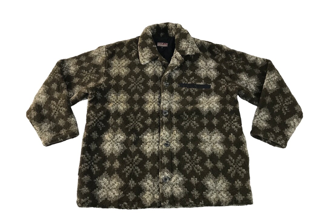 Vintage Jami Island Wool Fluffy Jacket Floral Design Button - Etsy