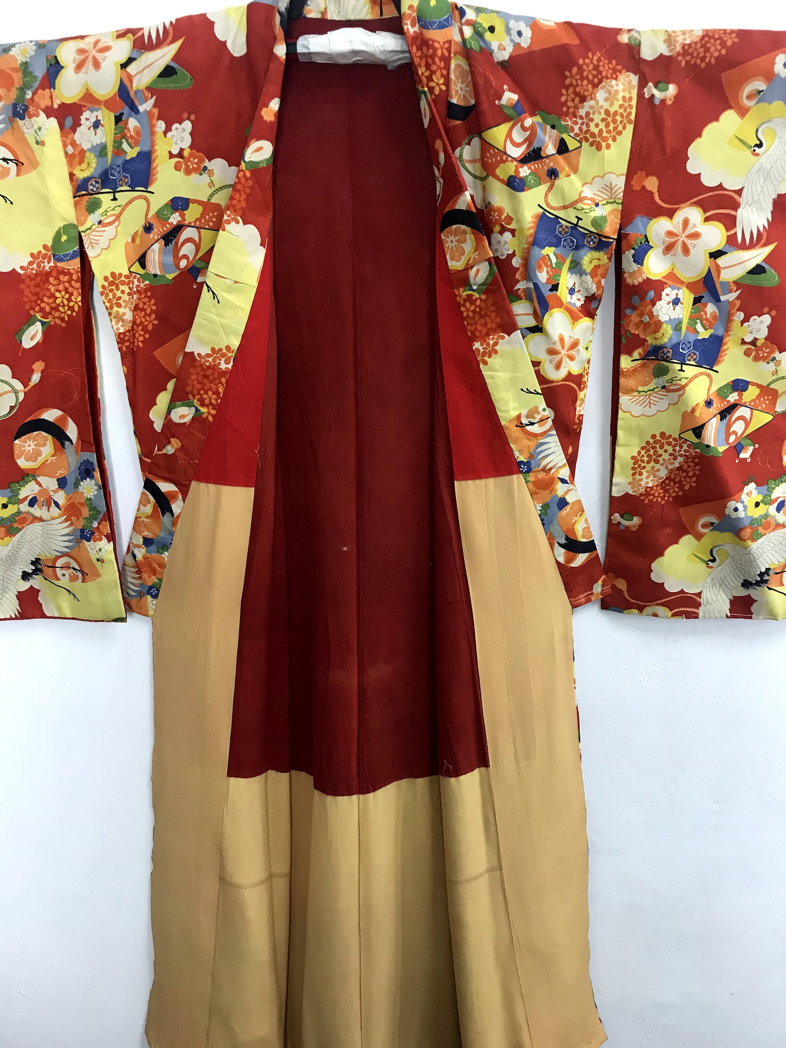 Vintage Kimono Japanese Traditional Noragi Haori Hanten Jinbei Cardigan ...