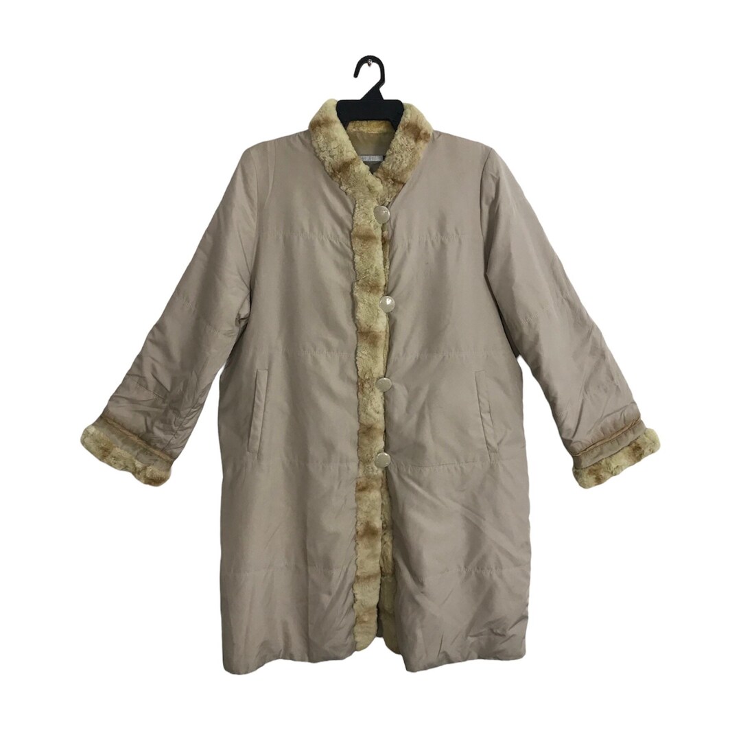 Vintage Balmain Paris Fur Silk Trench Coat Button up Parka Unisex ...