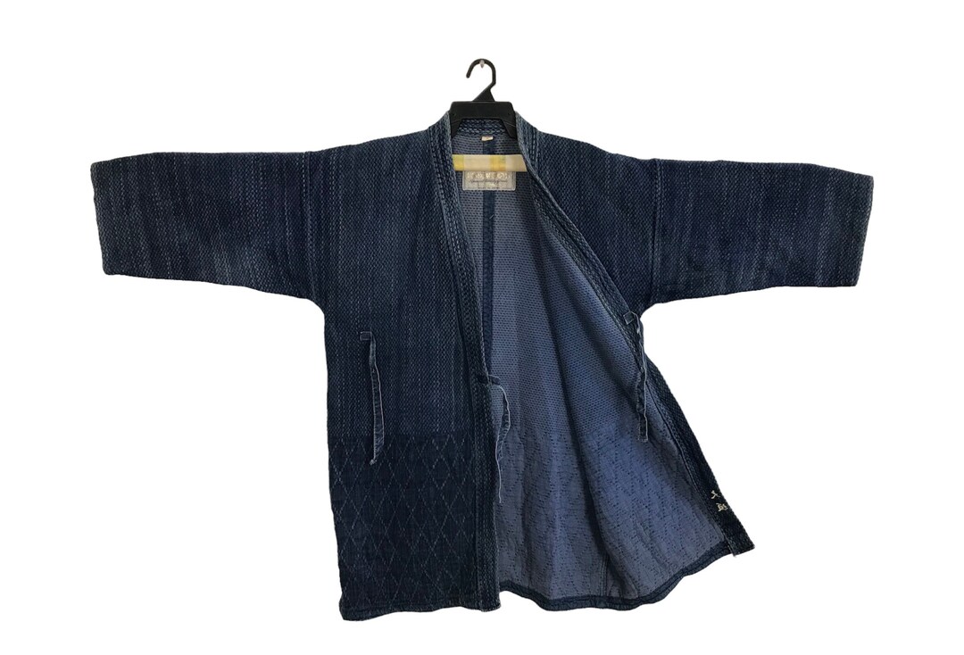 Vintage Sashiko Boron Kimono Japanese Traditional Noragi Haori Hanten ...