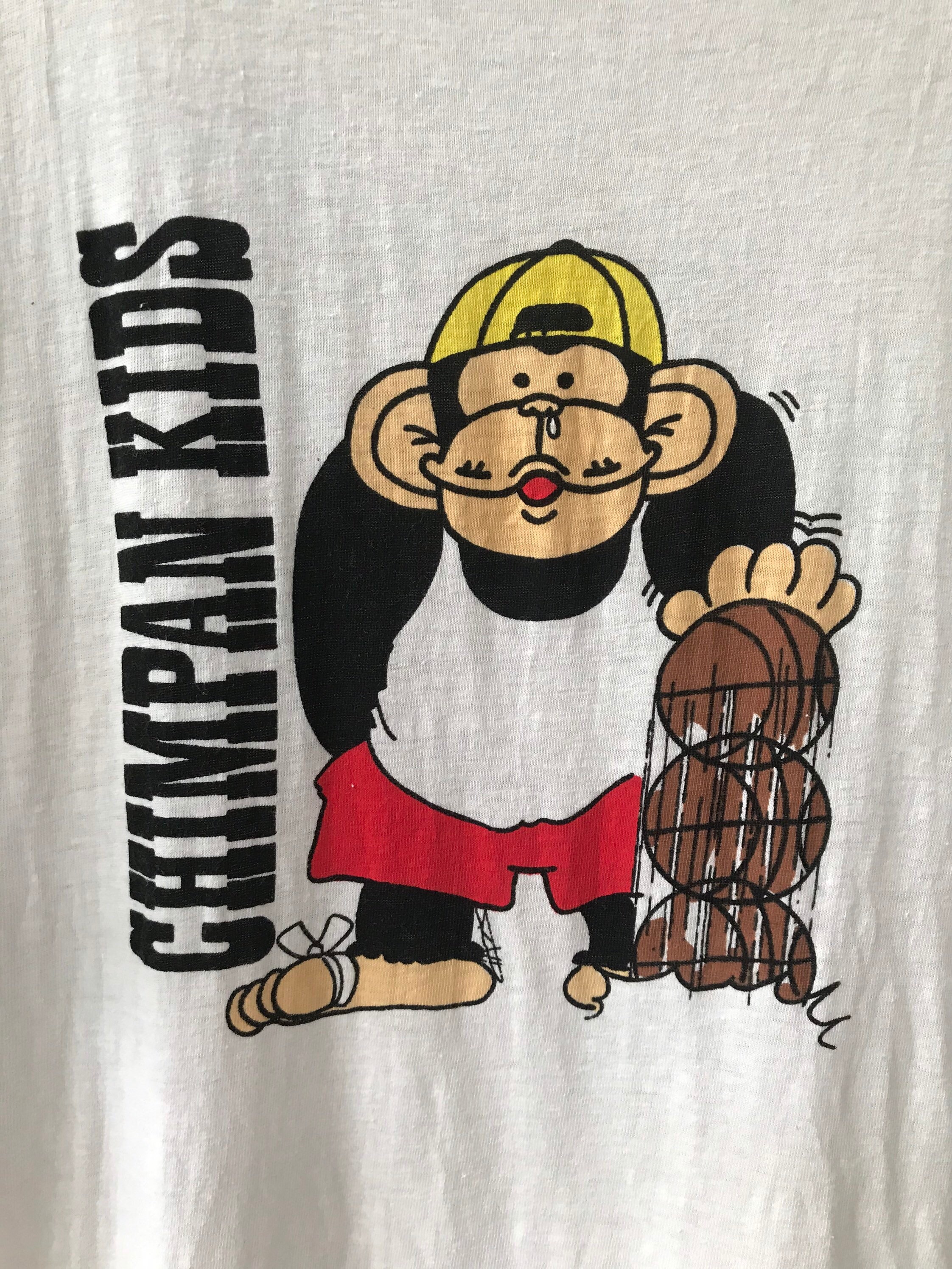 Vintage 80s 90s Chimpan Kids Chimpanzee Animal Tee Print Cartoon Anima ...