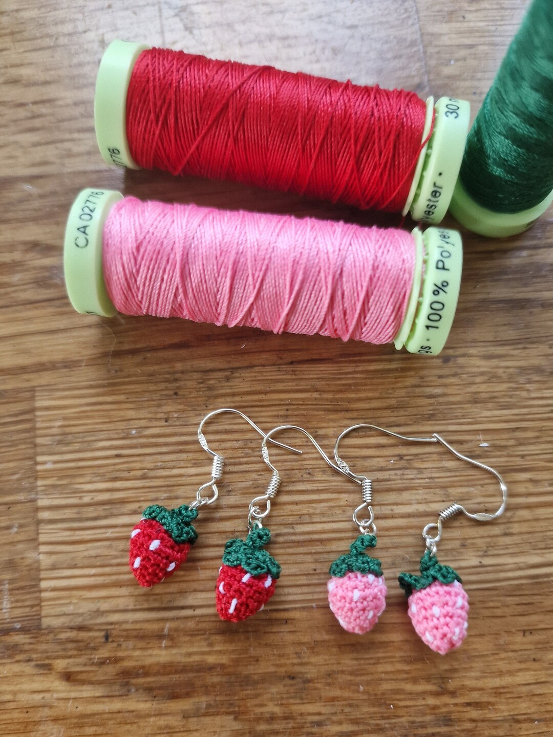 Micro Crochet Mini Strawberries, Mini Strawberry Earrings, Handmade ...