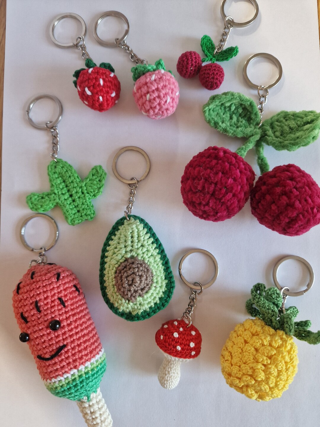 Handmade Crochet Keyrings handmade Fruit bag Charms - Etsy