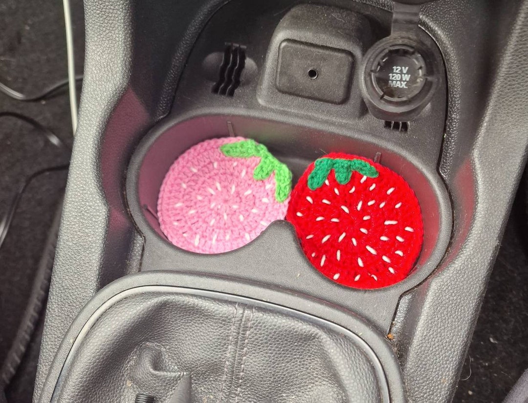 Car Coaster Fruit Strawberry Car Accessory y2k Crochet Car - Etsy