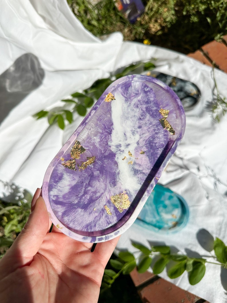 Epoxy Resin Trinket Tray | Monochromatic Resin Jewellery Dish - Etsy
