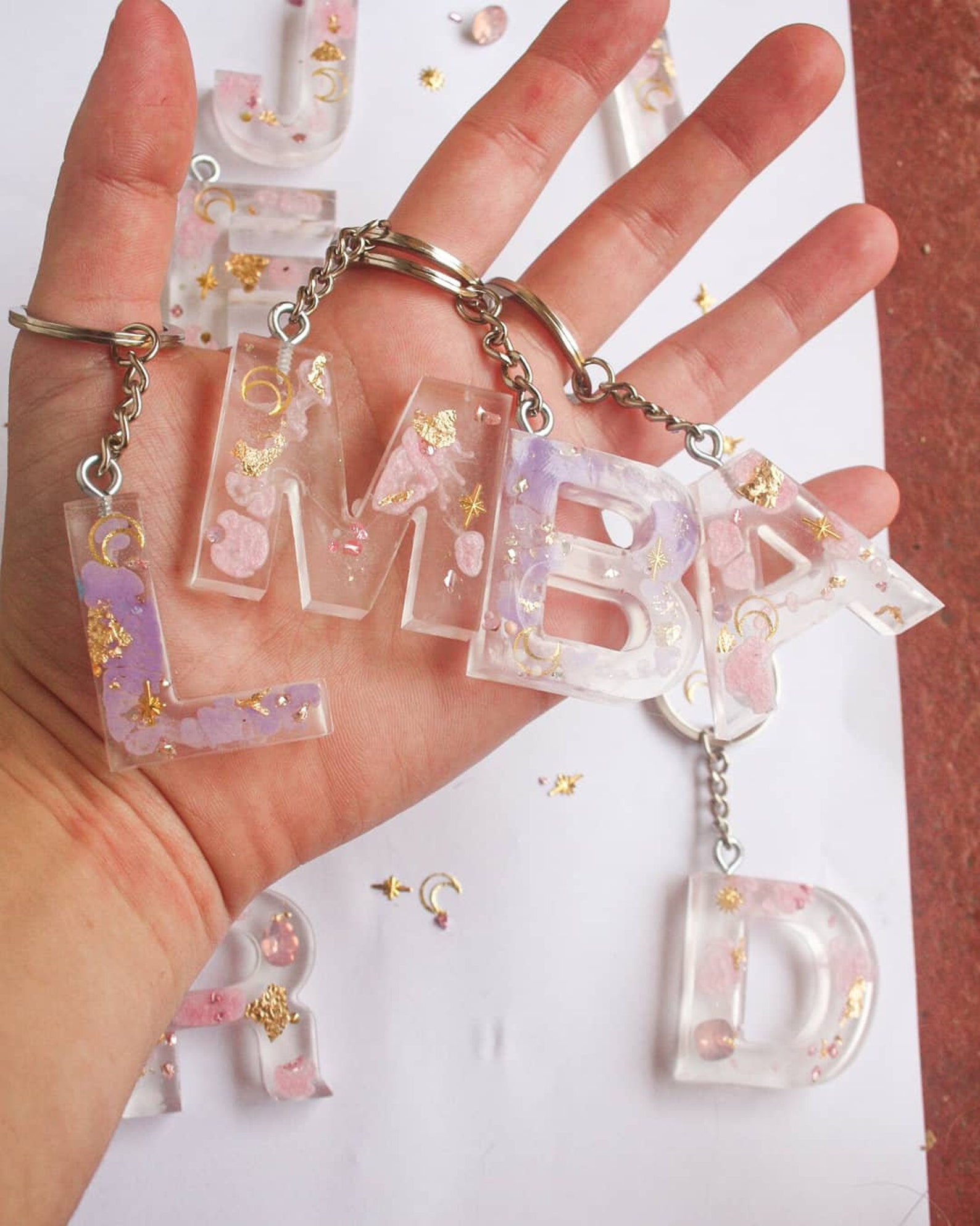 Resin Letter Keychains Initials Epoxy Keychains - Etsy UK
