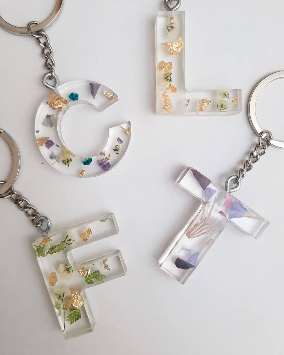 Resin Letter Keychains Initials Epoxy Keychains - Etsy UK