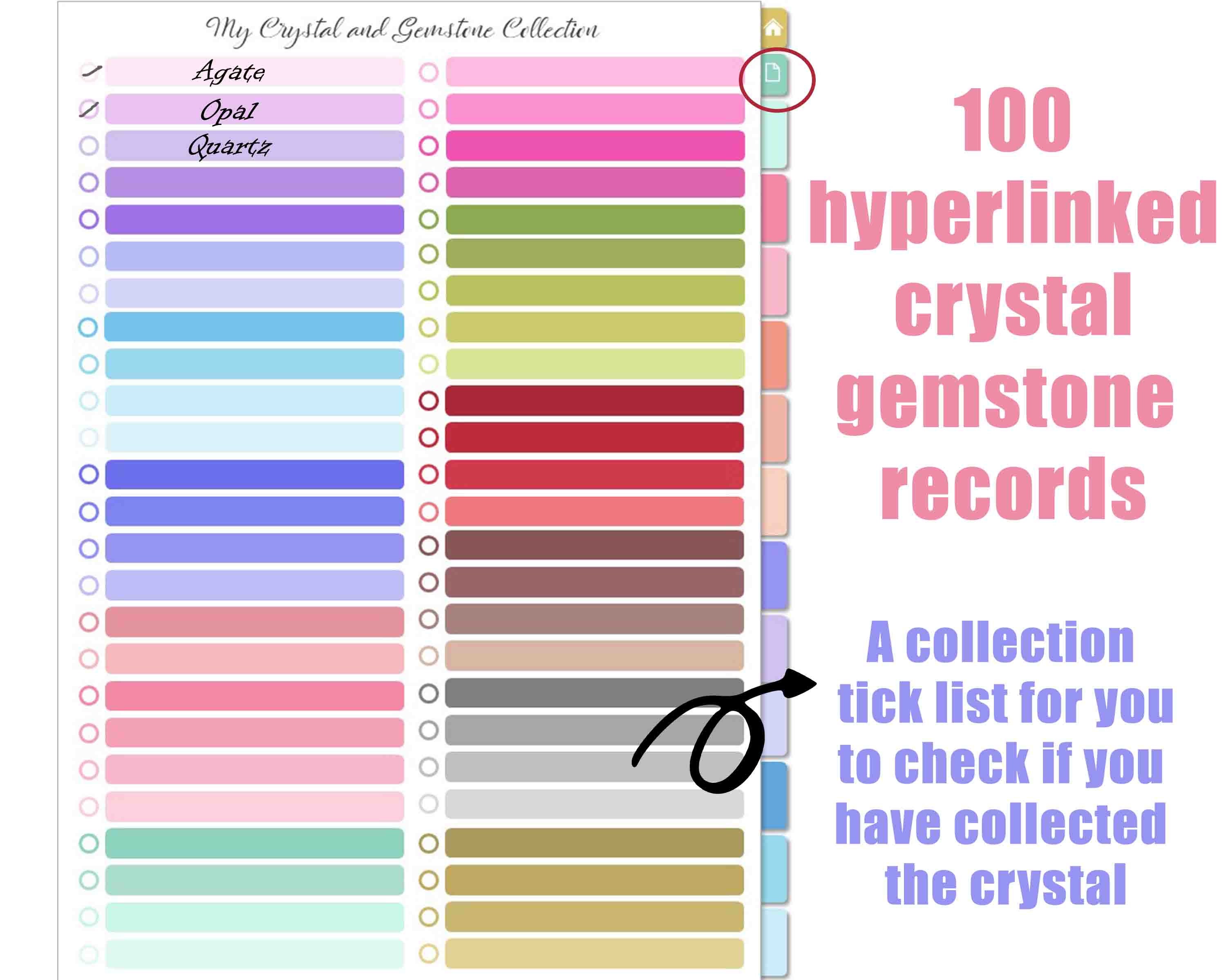 Crystal and Gem Stone Collection Digital Notebook | With 100 Records ...